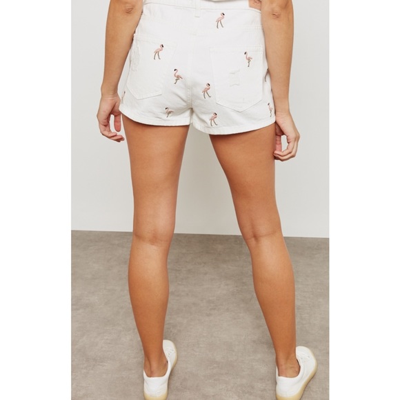 Zara | Shorts | Zara Flamingo Embroidered Shorts | Poshmark